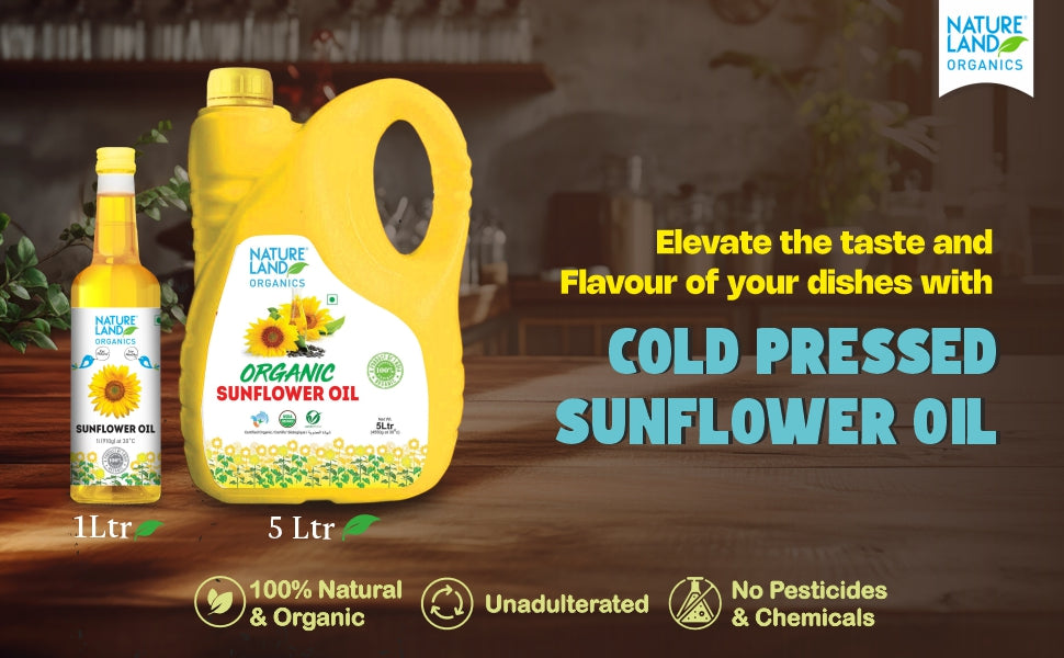 Organic Wood Cold Pressed Sunflower Oil Online (5 Ltr) - Sunflower ...