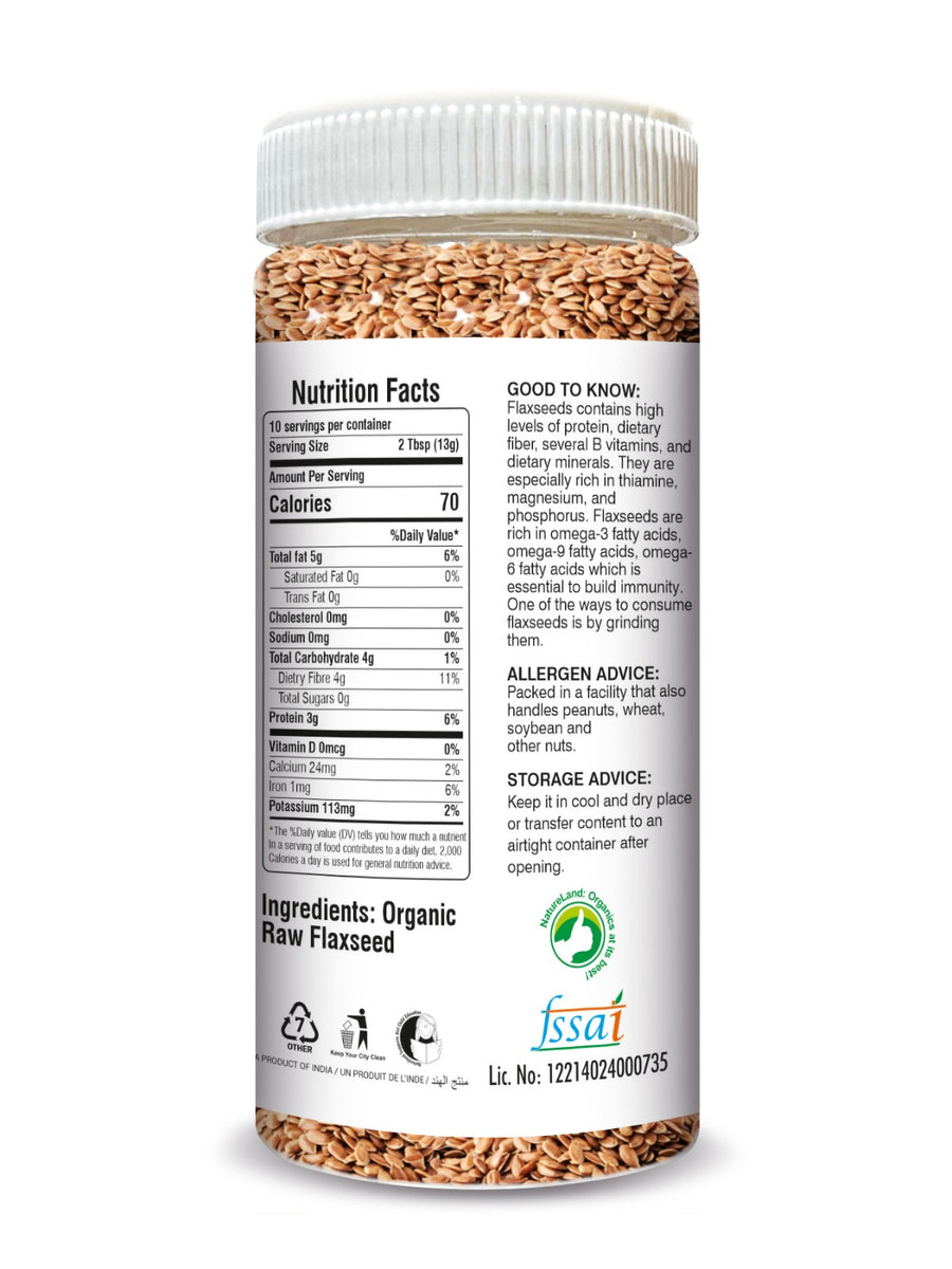 Organic Raw Flaxseed 300 gm – Natureland Organics