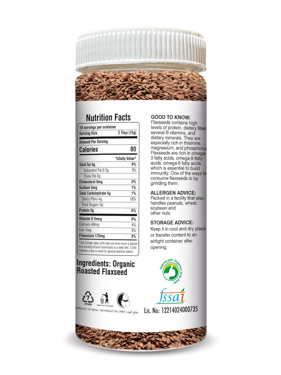 Organic Roasted Flaxseed 250gm – Natureland Organics