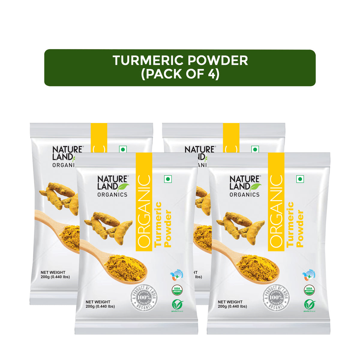 Organic Turmeric Powder 200 Gm(Pack of 4) – Natureland Organics